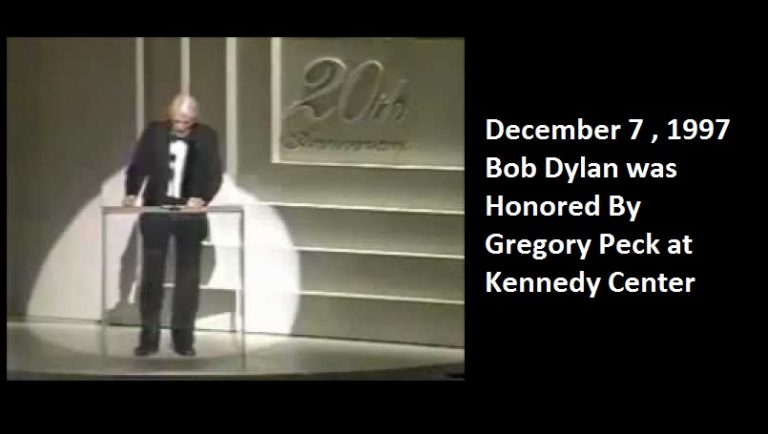 December 7 , 1997 Bob Dylan was Honored By Gregory Peck at Kennedy ...